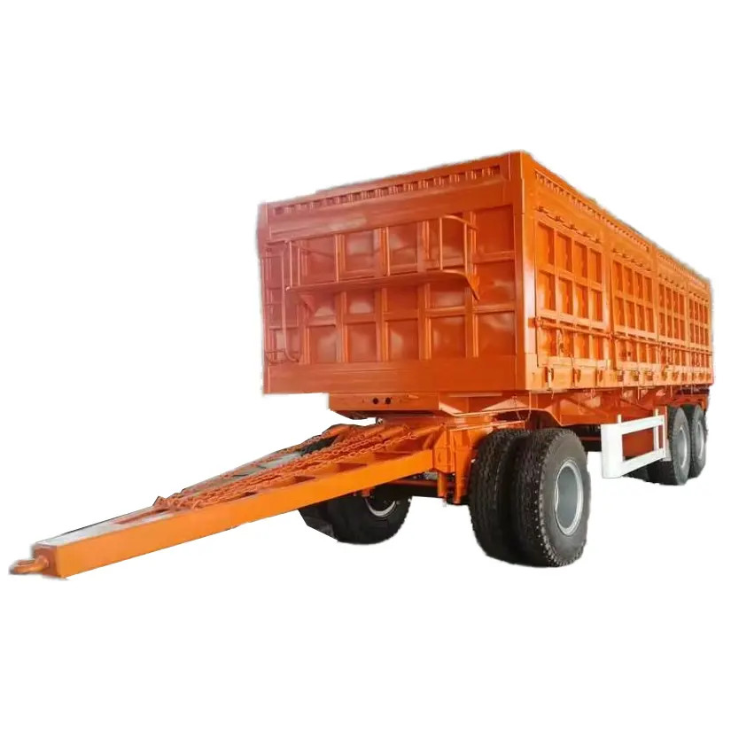 โรงงานเกษตร 2-Axes แพลตฟอร์ม Flat Fence Drawbar Full Trailer With ...